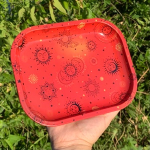 Sun Moon & Stars Rolling Tray Premium Metal Decorative Tray Vintage ...