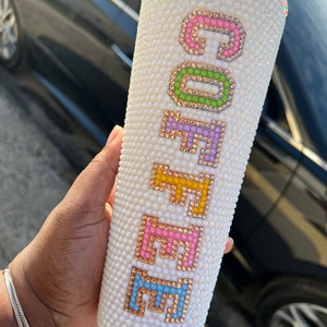 Bling Varsity Print Tumbler, Pastel Coffee Bedazzled, Iced Coffee ...