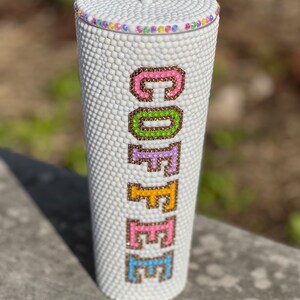 Bling Varsity Print Tumbler, Pastel Coffee Bedazzled, Iced Coffee ...