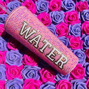 Bling Varsity Print Tumbler, Pastel Coffee Bedazzled, Iced Coffee ...