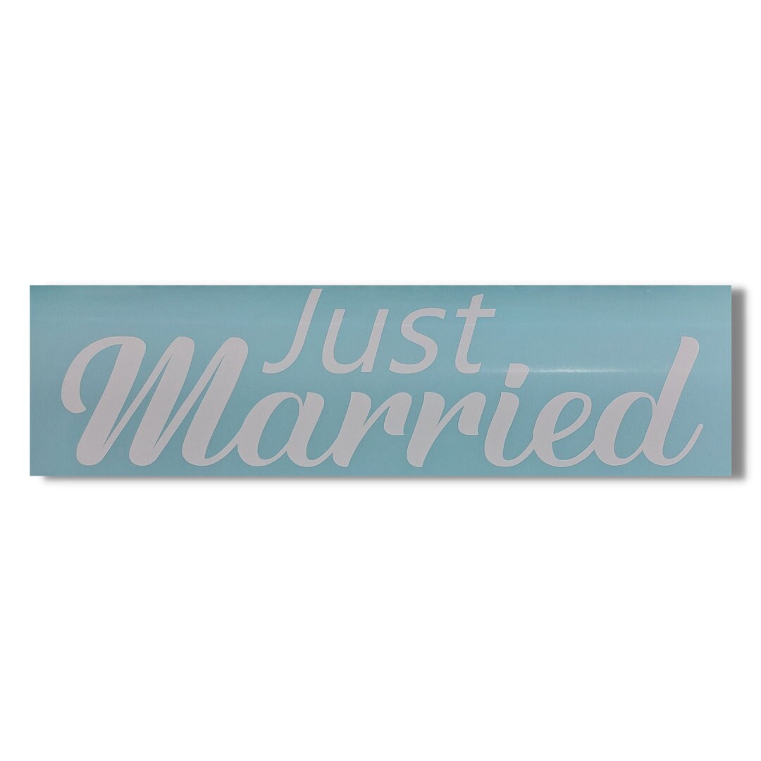 Just Married Cursive Vinyl Window Sticker Decal for Weddings, Marriages ...