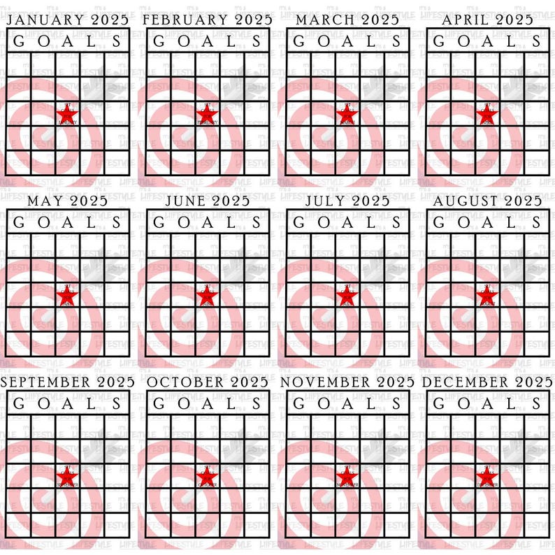 2025 GOALS BINGO CARDS | Printable Goal-setting Template for New Year’s ...