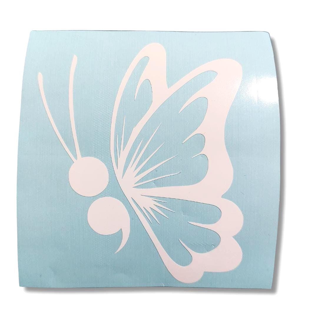Semicolon Butterfly Vinyl Decal | Mental Health Awareness Sticker ...
