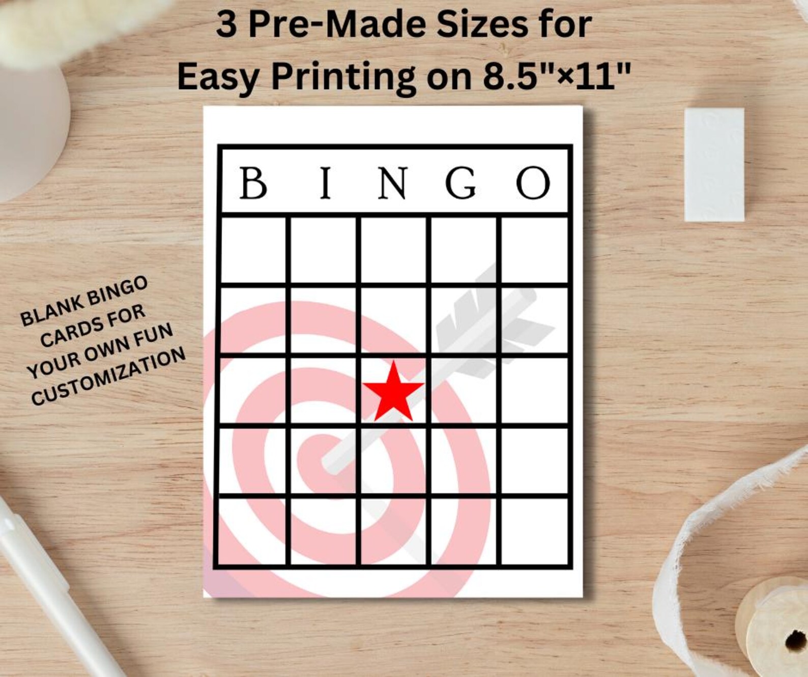 Printable Blank Bingo Cards – Customizable Game, Unicorn & Bullseye ...