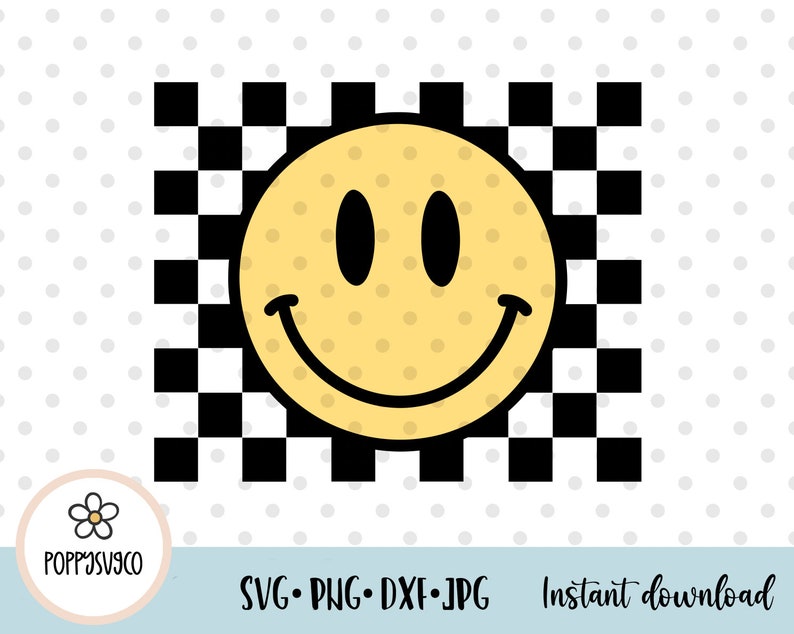Smile SVG Happy Face Svg Happy Svg Checkered Svg Groovy - Etsy