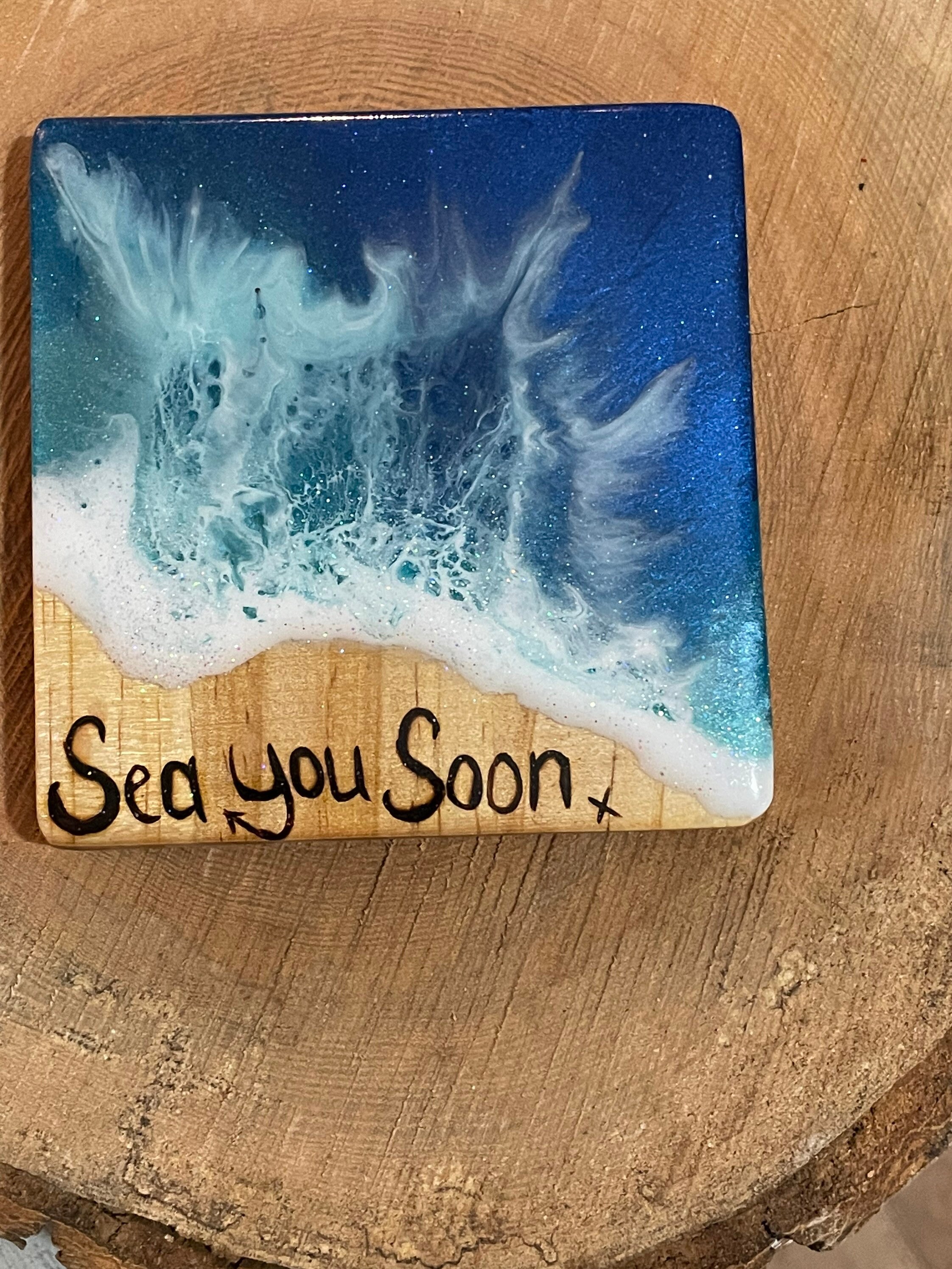 Ocean coaster epoxy sea present ocean gift unique gifts | Etsy
