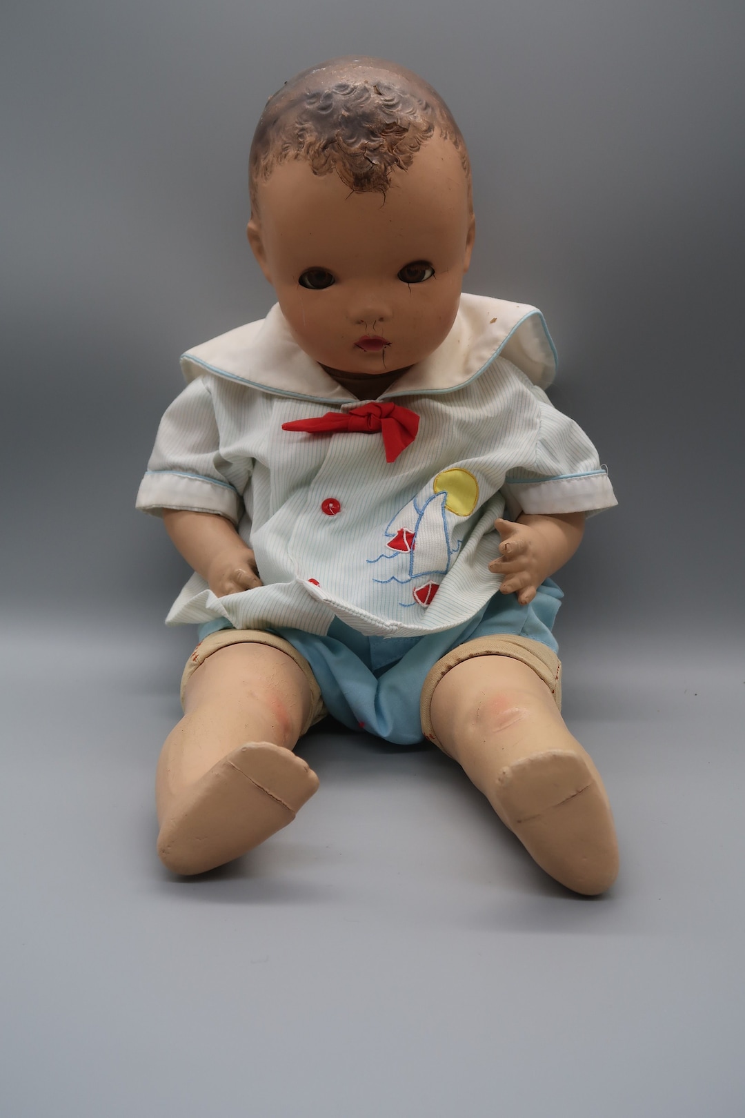 Very Old Composite Doll Horseman Composite Doll Collectible Old Doll in ...