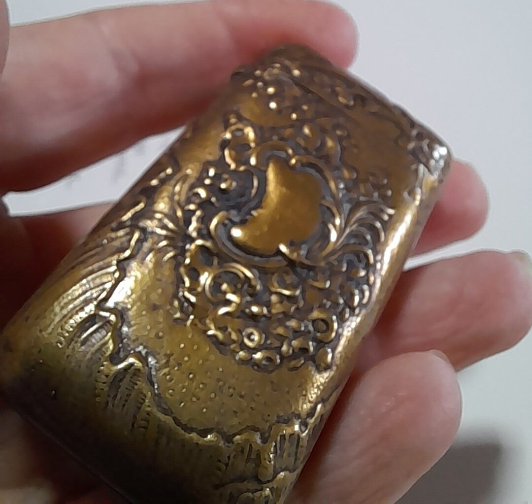 Vintage Art Nouveau Brass Match Box and Striker Collectable With Floral ...