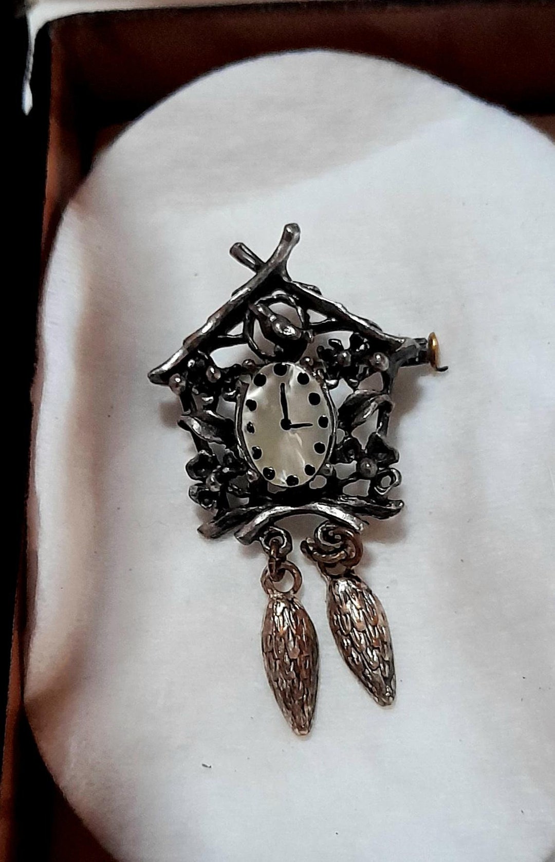 Stunning Vintage/antique Cuckoo Clock Brooch in Silver and Shell With ...