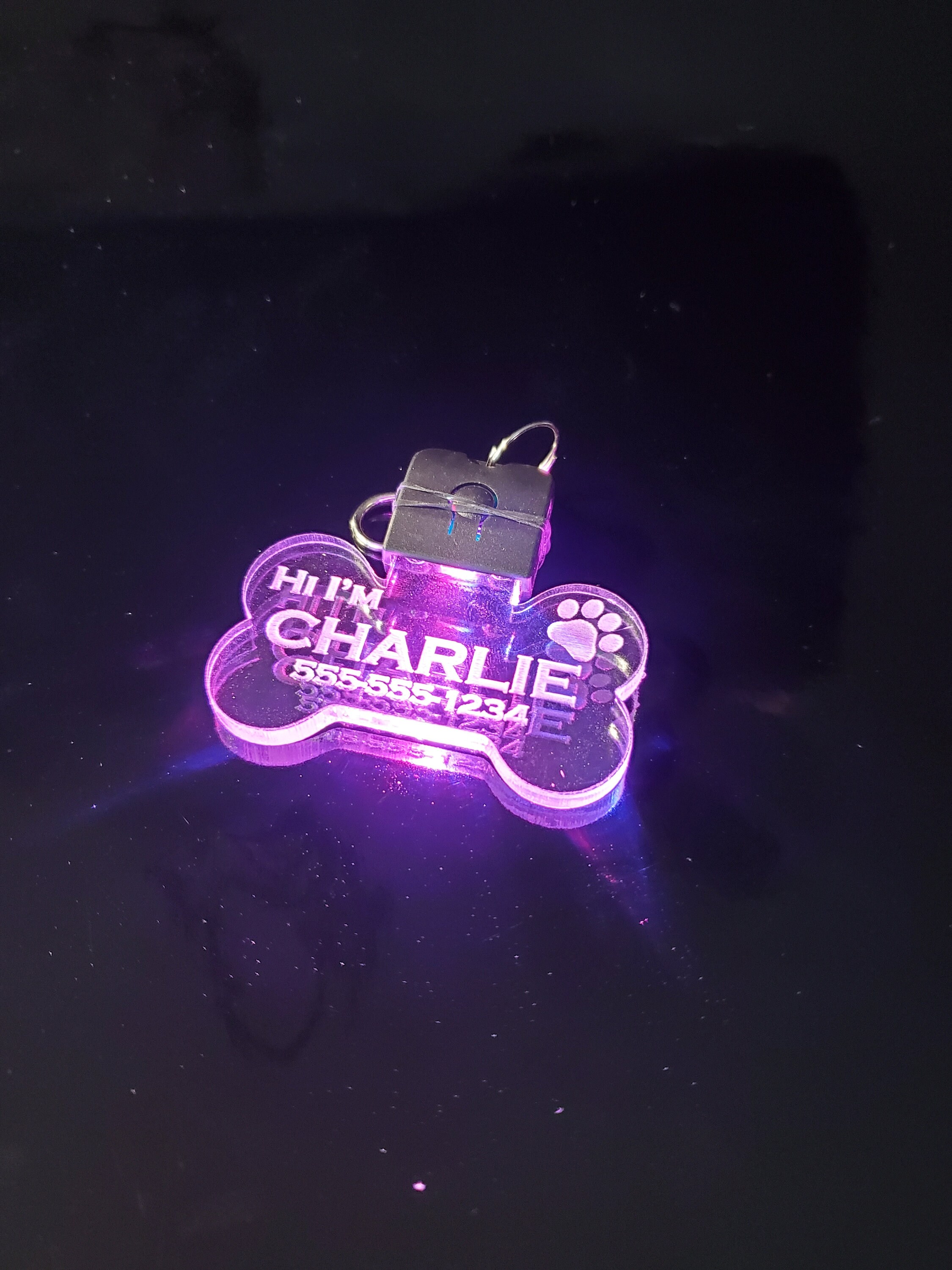 Personalized Acrylic LED Dog Tag - Etsy