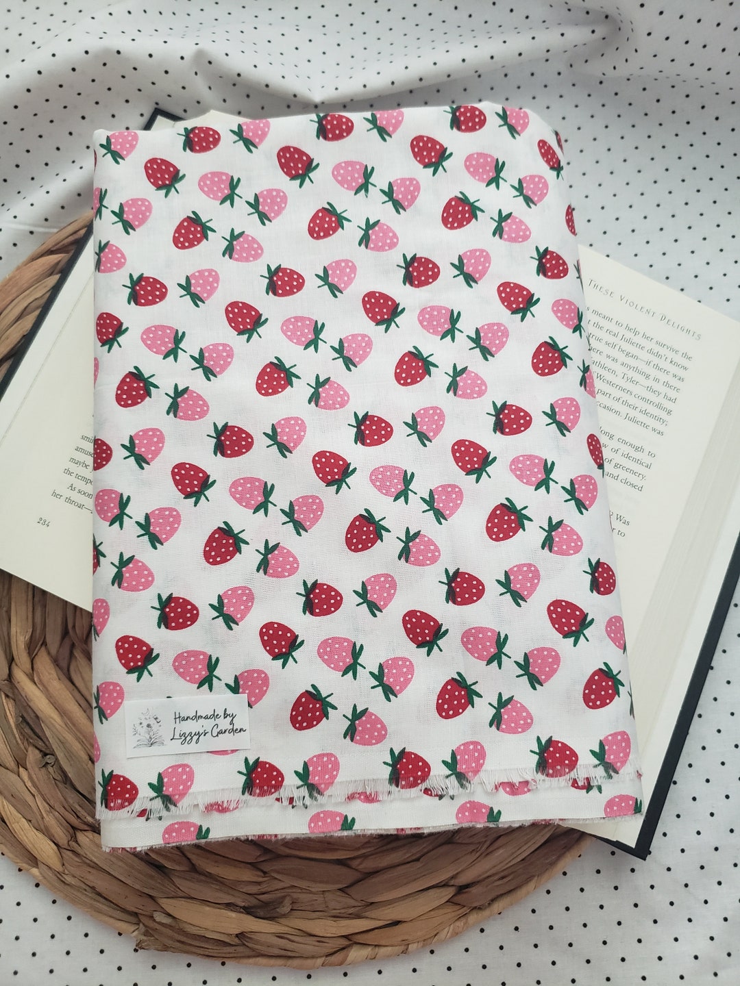 Pink & Red Mini Strawberries Book Sleeve, Book Bag, Padded Pouch, Book ...