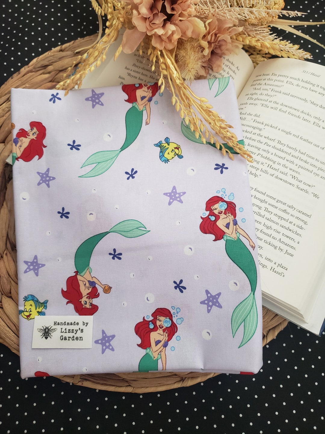 The Little Mermaid Ariel Book Sleeve, Book Bag, Padded Pouch, Dust ...