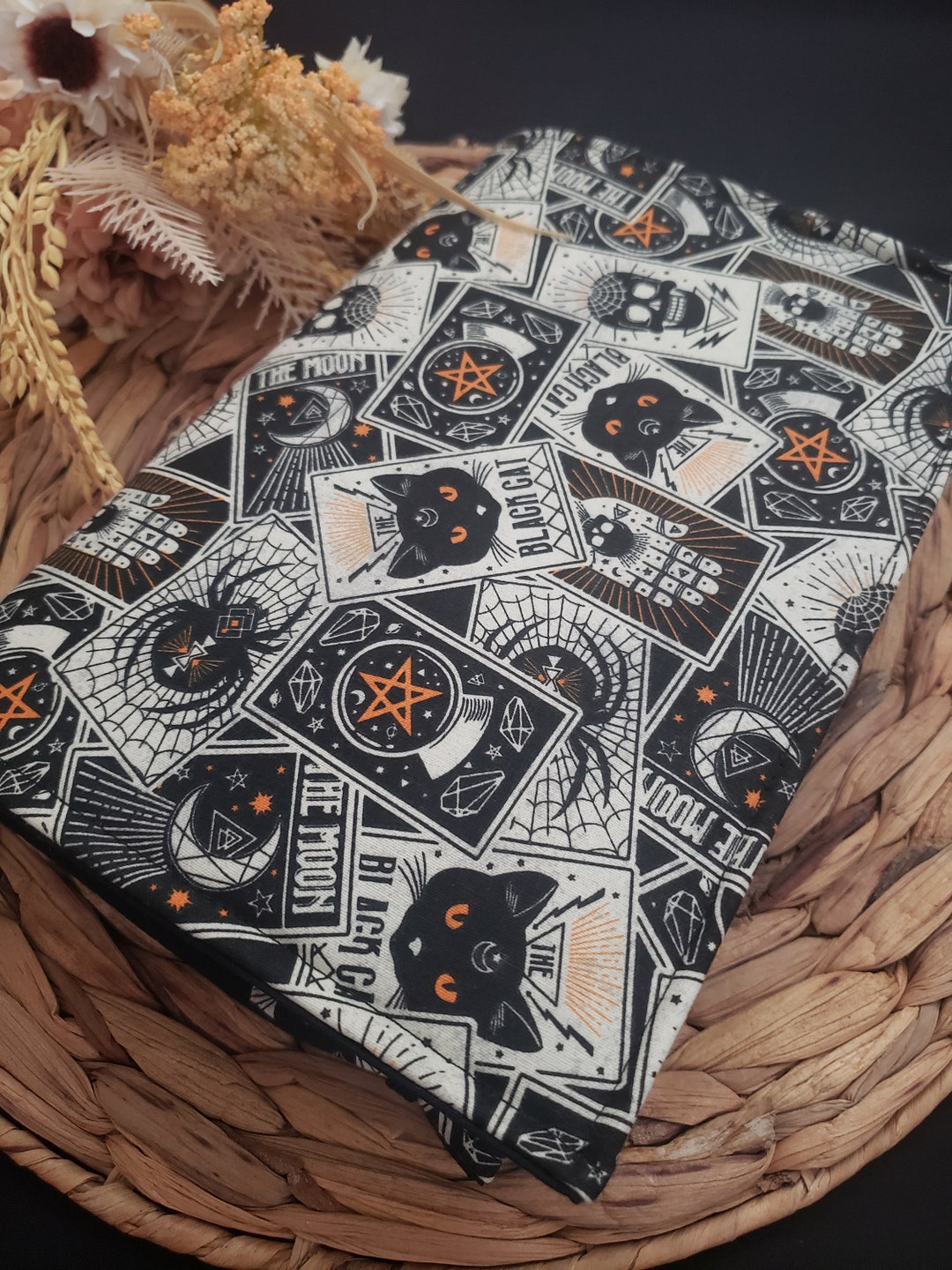 Black Cat Tarot Cards Book Cover Adjustable Book Cover Dust Jacket ...