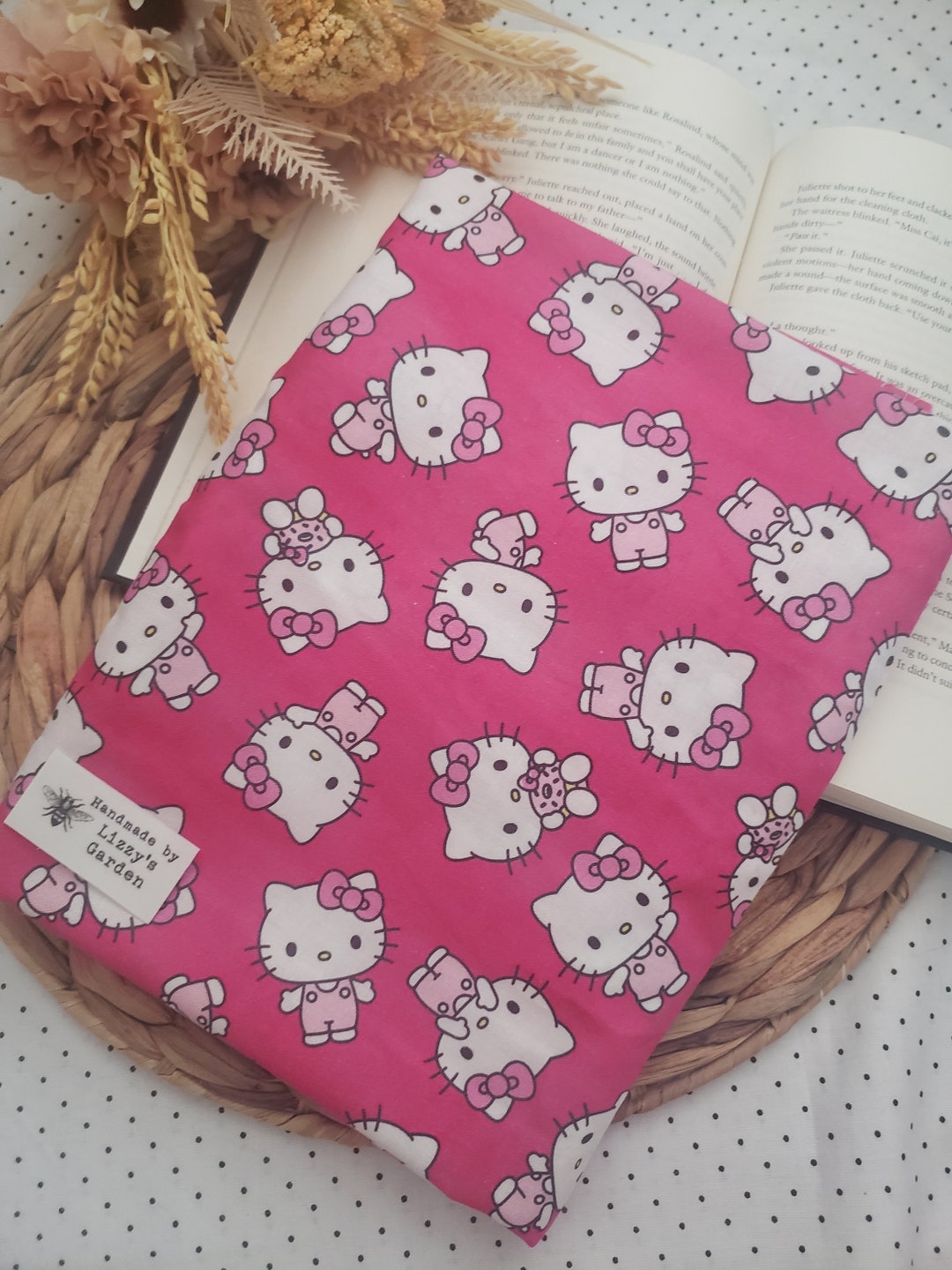 Hello Kitty Pink Book Sleeve, Book Bag, Padded Pouch, Dust Jacket, Book ...