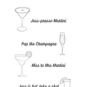 Same Day | Personalised Cocktail Menu for Wedding, Hen Do, Birthday ...