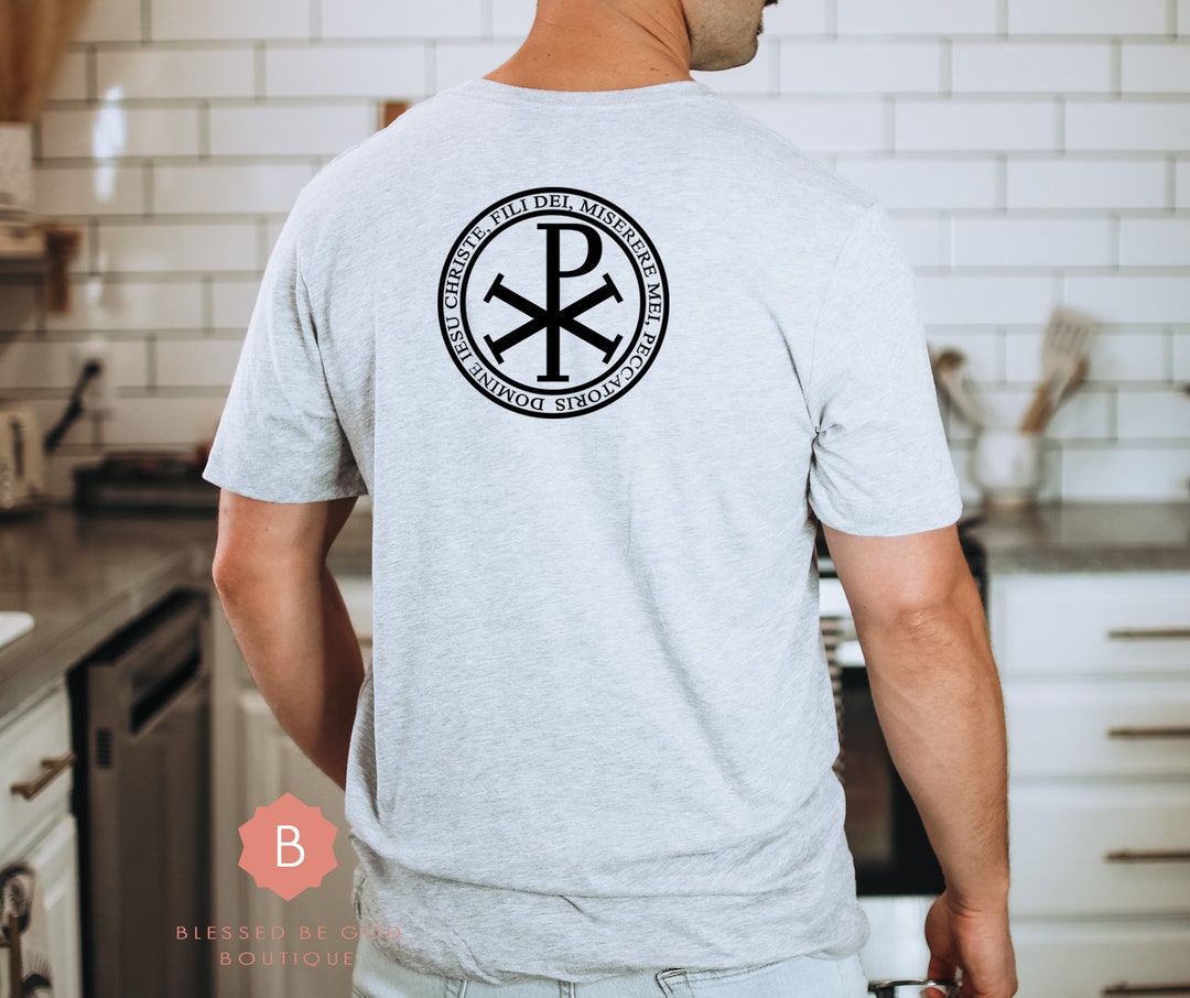 Men's Catholic T-shirt, Jesus Prayer, Chi Rho, Unisex Jersey Short ...