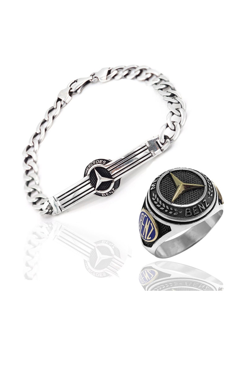 Mercedes-benz Model 925 Sterling Silver Ring and Bracelet Combination ...