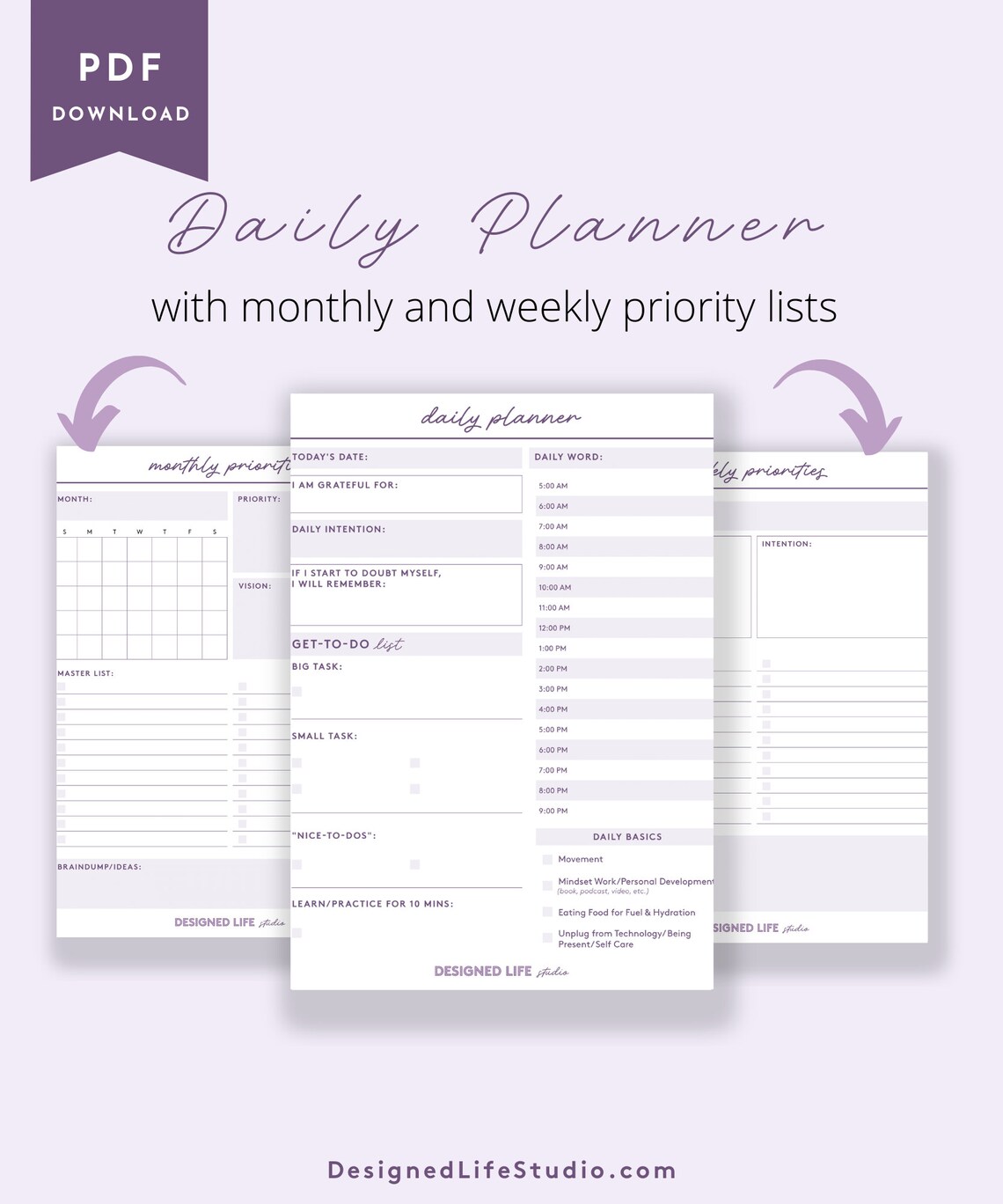 Mindset First Daily Planner Printable PDF One Full Month of Pages With ...