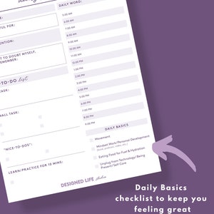 Mindset First Daily Planner Printable PDF - One Page - Etsy