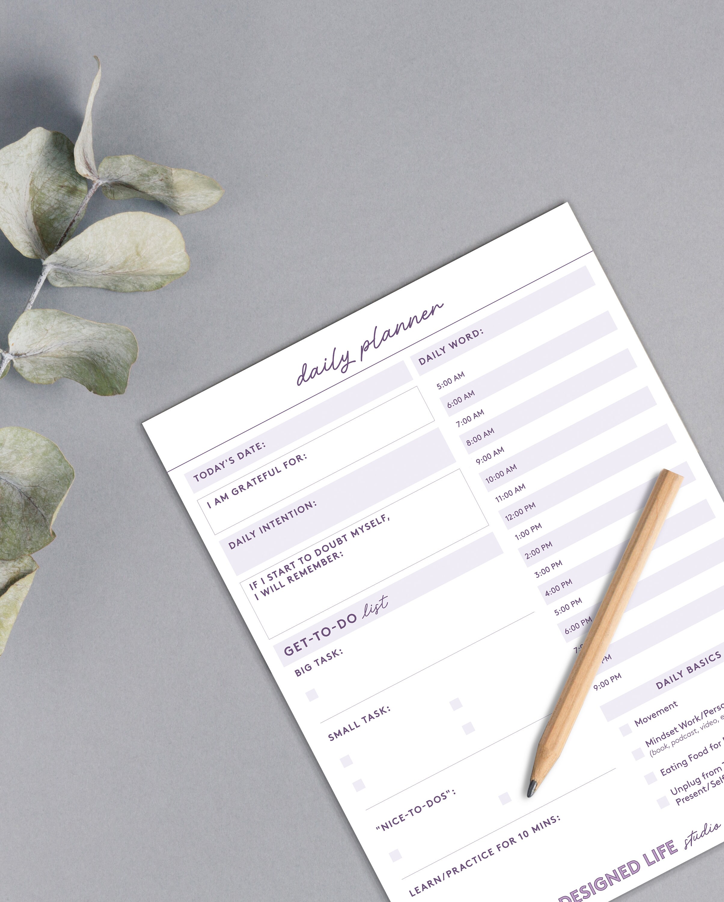 Mindset First Daily Planner Printable PDF - One Page - Etsy