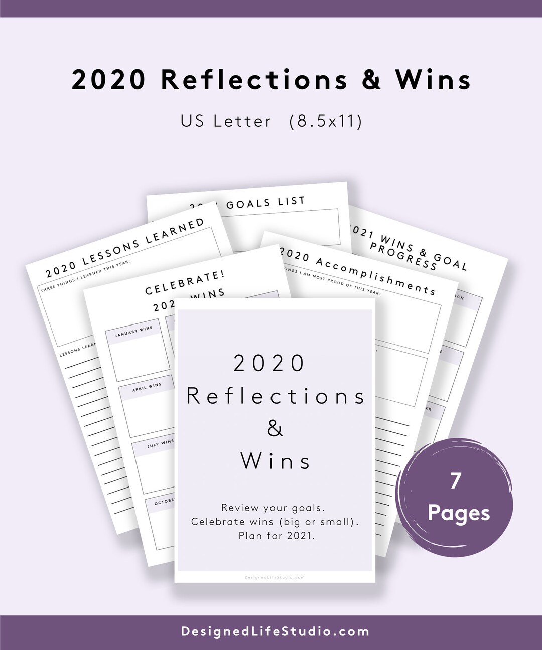 2020 Review, Reflections, Wins, Lessons, and 2021 Goals | Printable ...