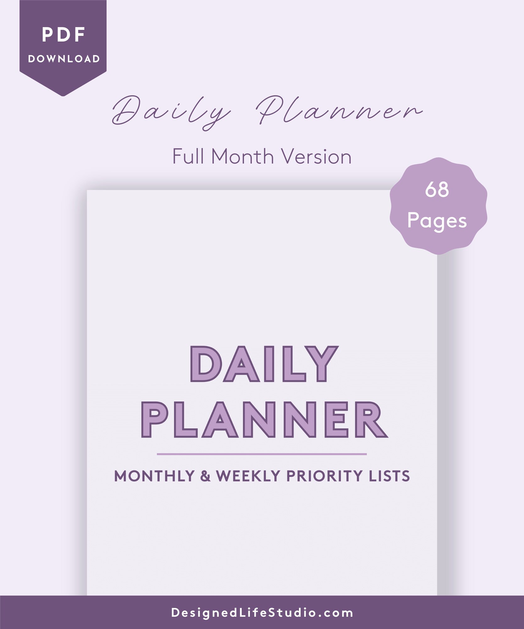 Mindset First Daily Planner Printable PDF One Full Month of Pages With ...