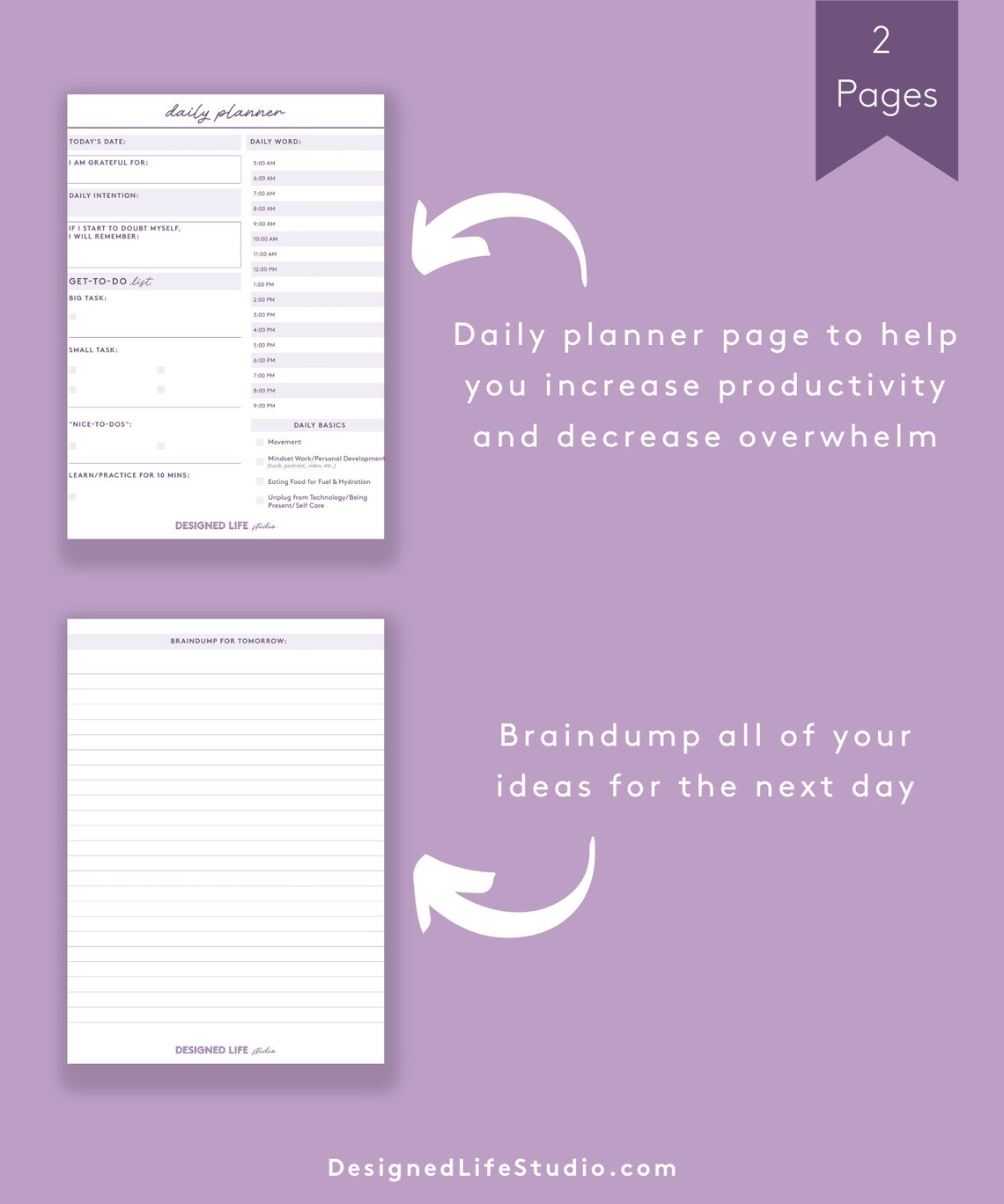 Mindset First Daily Planner Printable PDF One Page - Etsy