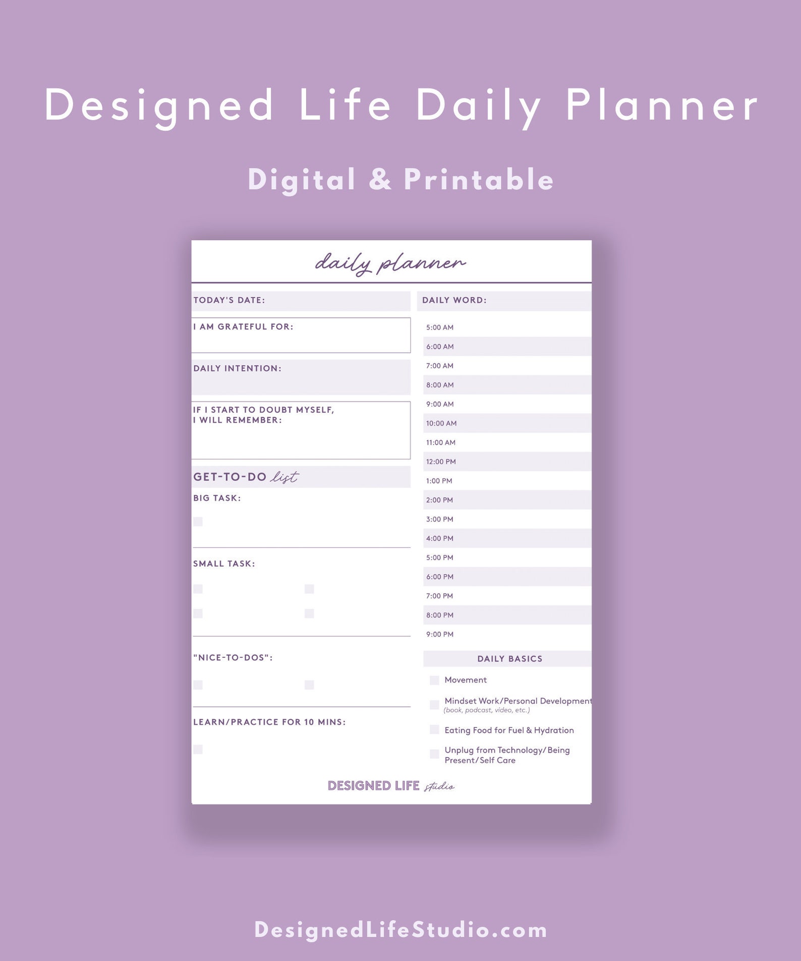 Mindset First Daily Planner Printable PDF - One Page - Etsy