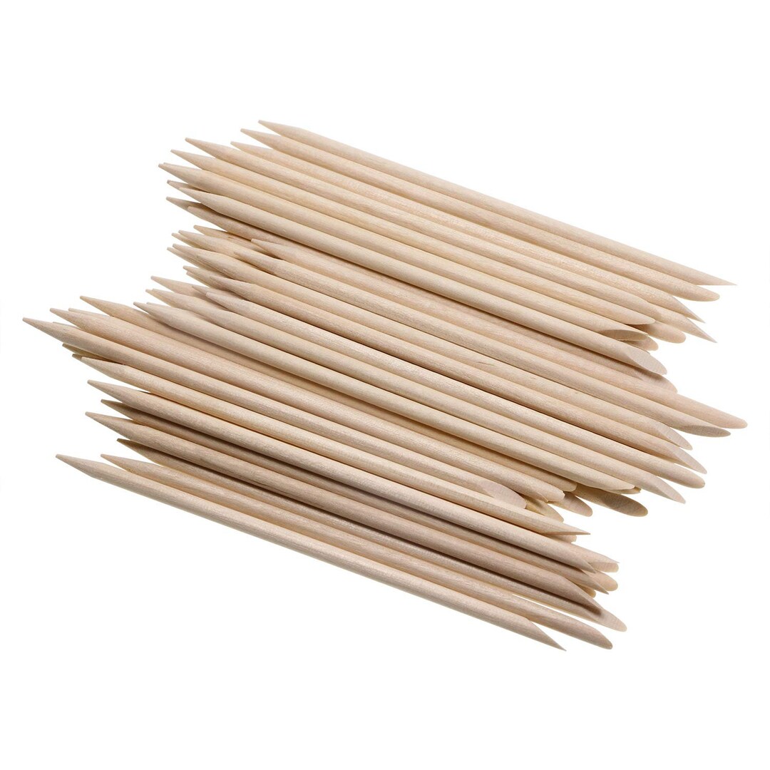 100 Pcs Orange Wood Nail Sticks Double Sided Multi Functional Cuticle ...