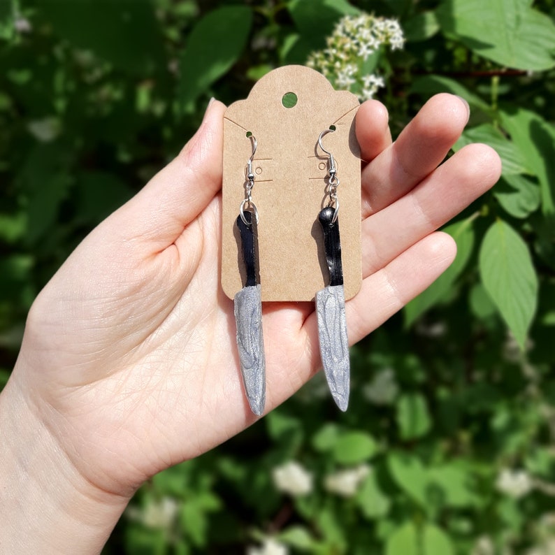 Handmade Polymer Clay Knife Earrings - Etsy 日本