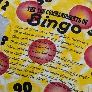 Vintage the Ten Commandments of Bingo All Over Print T-shirt - Etsy