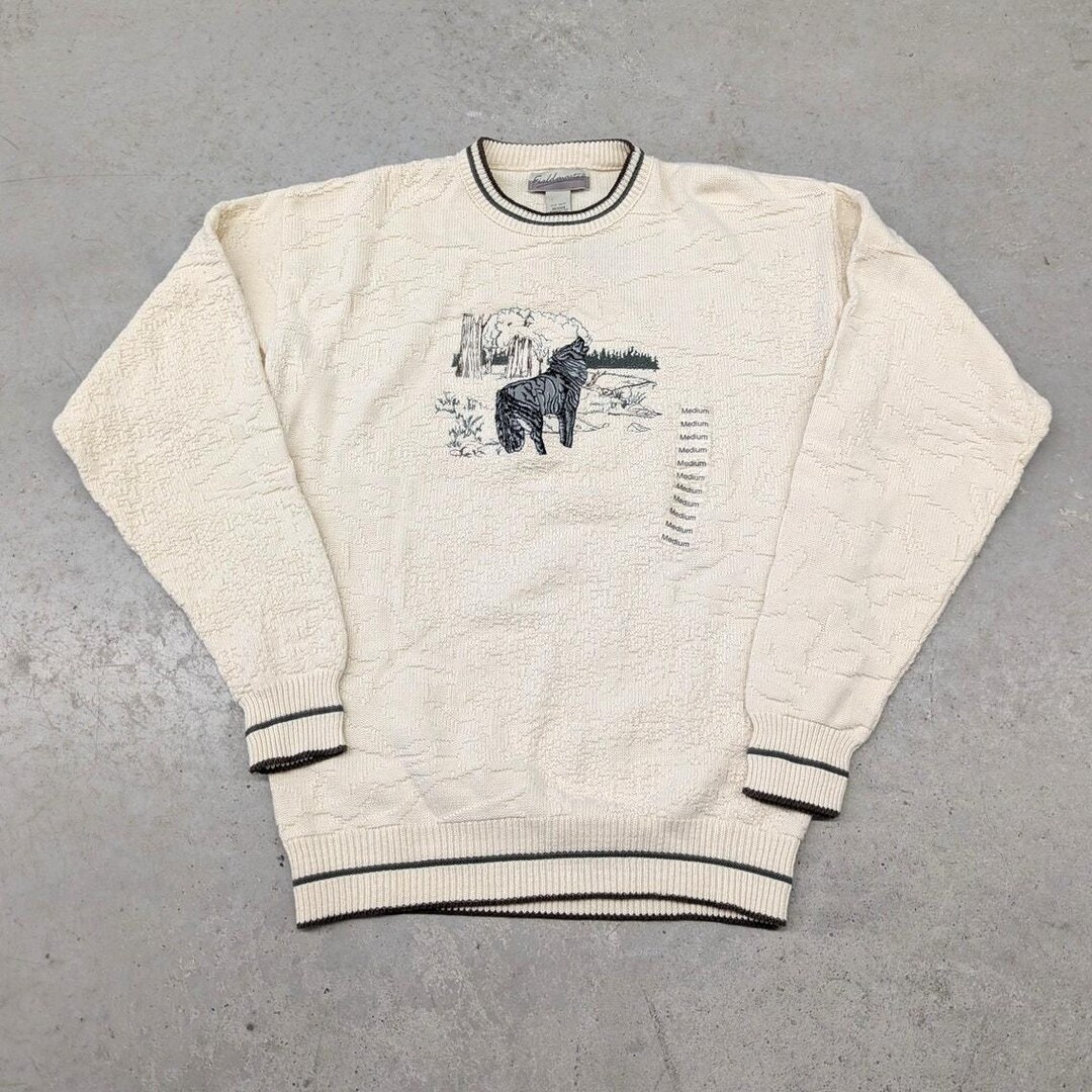Vintage Fieldmaster Embroidered Wolf Textured Knit Sweater - Etsy