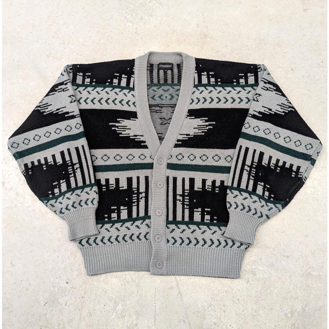 Vintage South Western Style Pattern Cardigan Sweater - Etsy