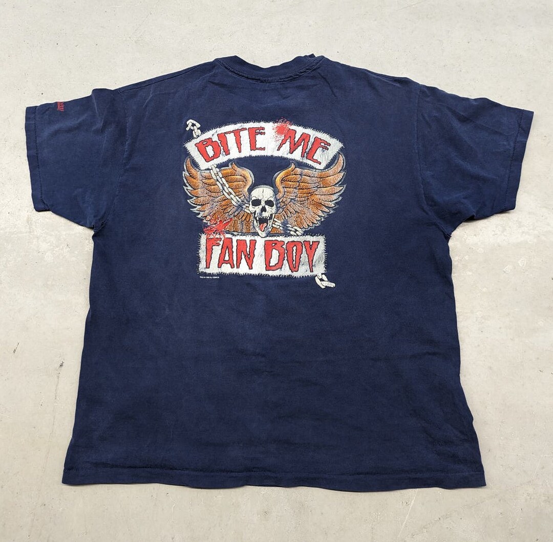 Vintage 1993 Lobo "bite Me Fan Boy" Graphitti T-shirt - Etsy