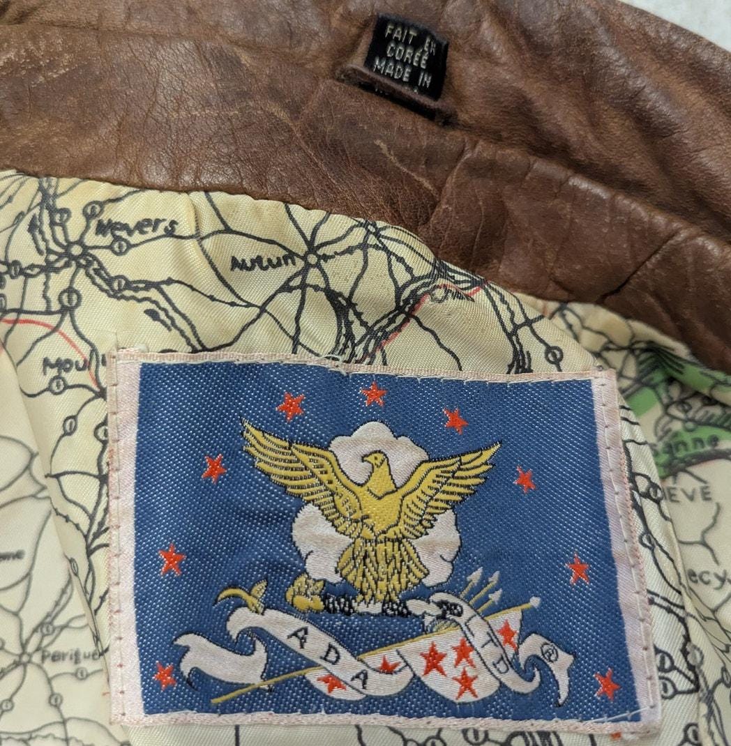 Vintage ADA Leather World Map Pilot Bomber Jacket - Etsy