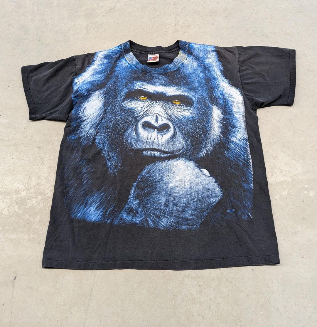 Vintage 1993 Made at the Beach Gorilla Jumbo Print T-shirt - Etsy