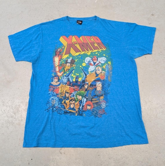 Mid 2000s Marvel Mad Engine X-Men Full Team Blue T-sh… - Gem