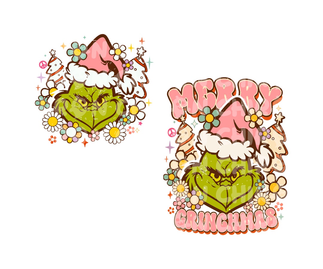 Merry Grinchmas Png, Grinch Face Svg, Floral Grinch Png, Retro ...