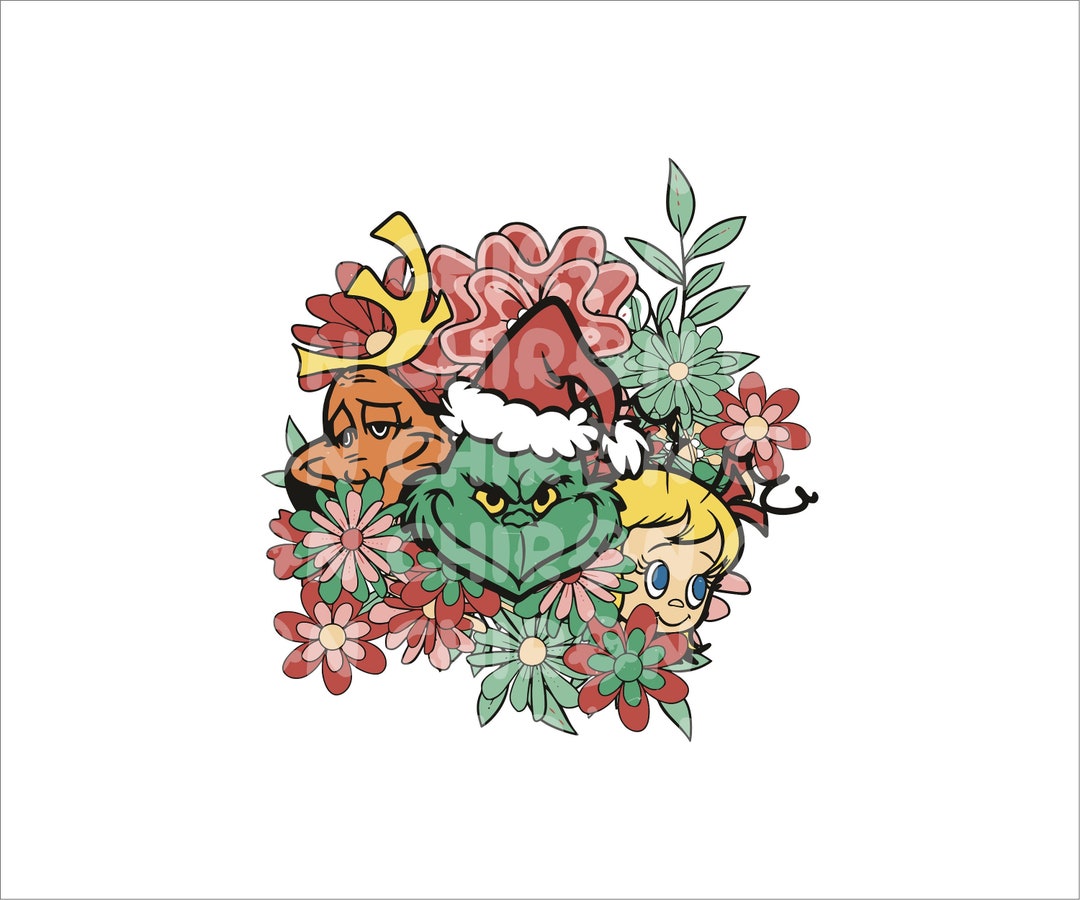 Merry Grinchmas Png, Grinch Face Svg, Floral Grinch Png, Retro ...
