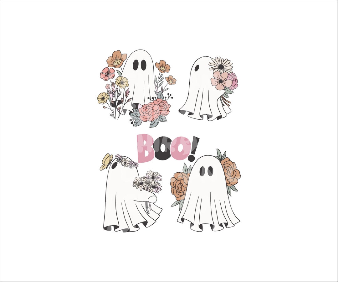 Floral Ghost Halloween Png, Trick or Teach Svg, Spooky Png, Ghost Svg ...