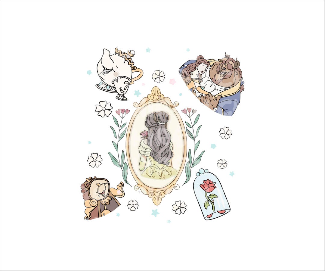 Beauty and the Beast, Retro Tale as Old as Time Belle's Book Shop Png ...