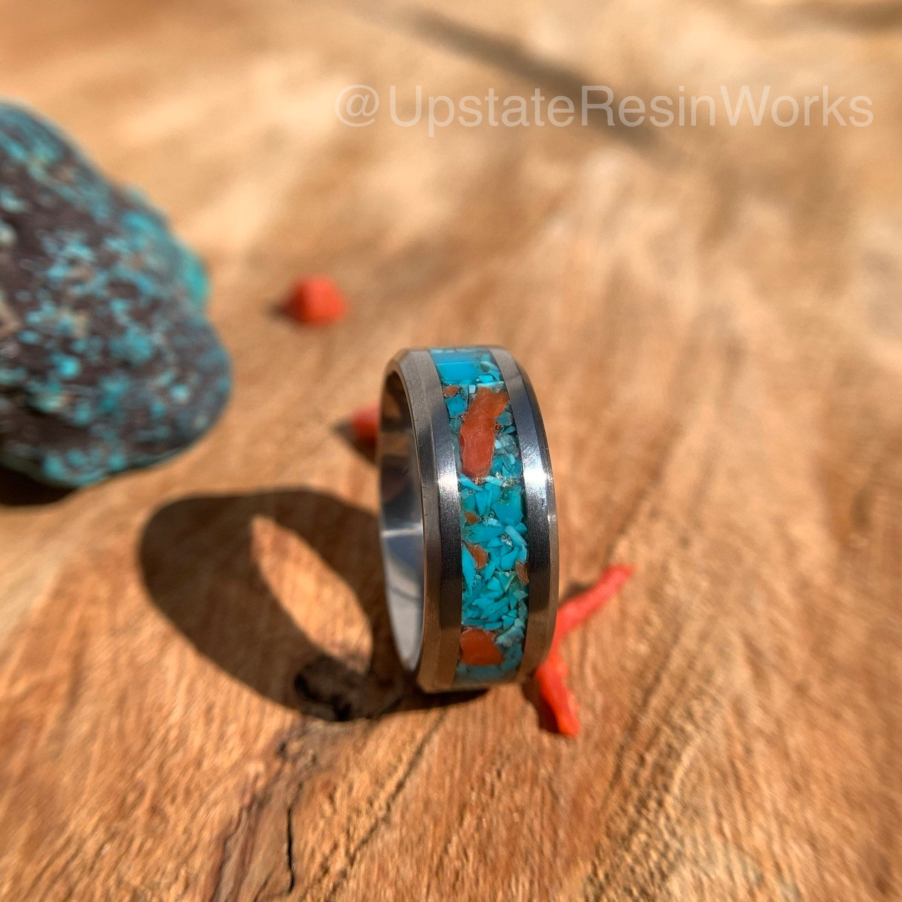 Red Coral and Turquoise Band, Blue Bisbee Turquoise, Blue Turquoise ...