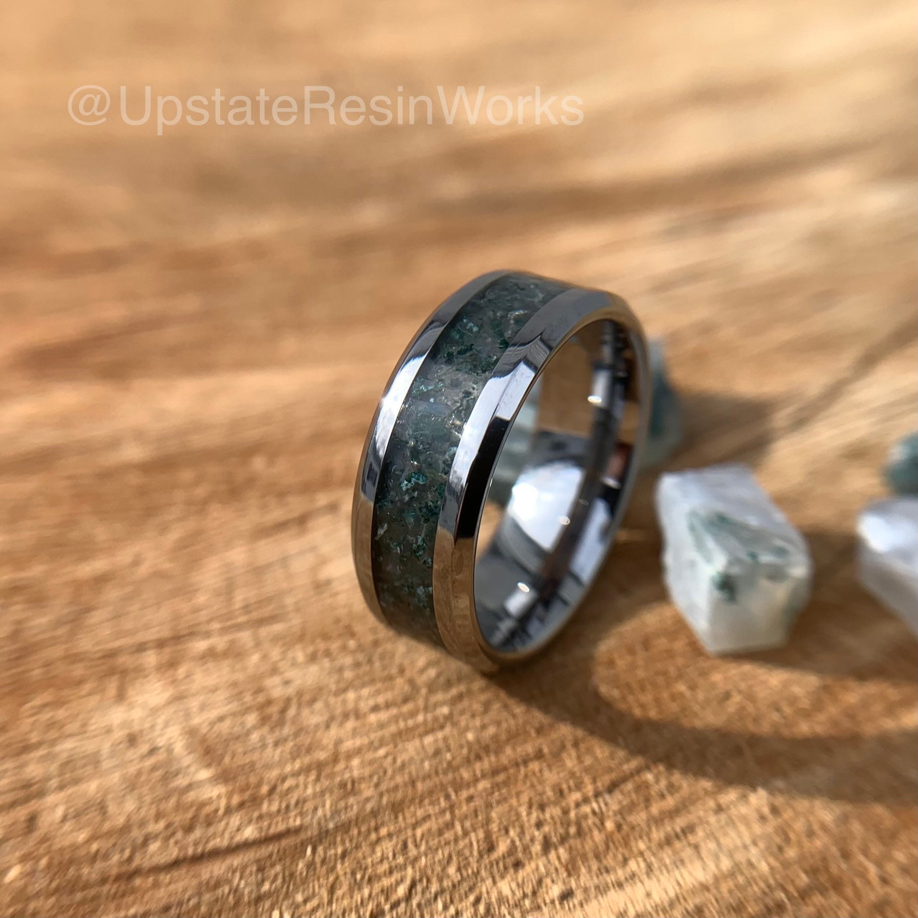Genuine Moss Agate Ring Moss Agate Band Dendritic Moss Agate - Etsy