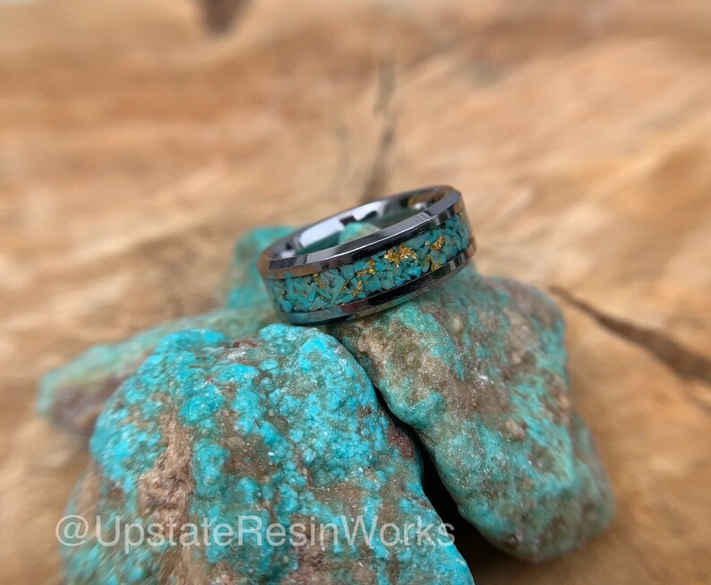 Real Turquoise Ring 24k Gold Gemstone Ring Wedding Ring - Etsy