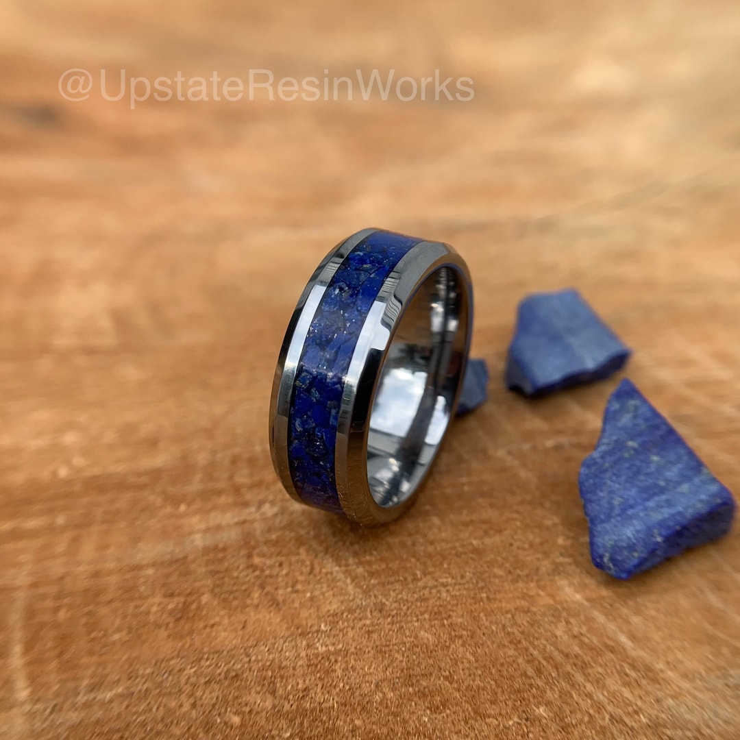 Genuine Lapis Lazuli Ring, Lapis Lazuli Band, Blue Lapis Ring, Gemstone ...