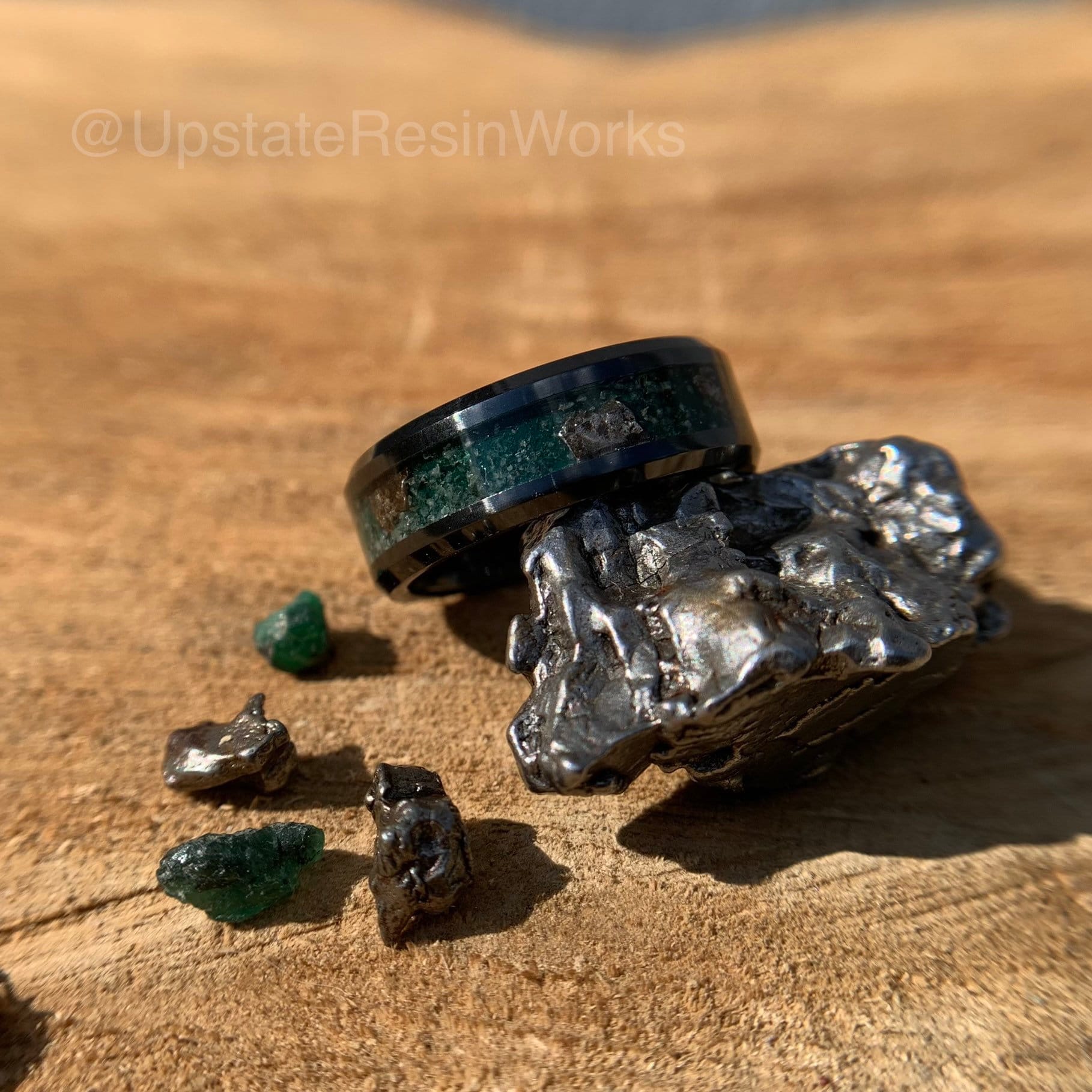 Genuine Emerald Ring Meteorite Fragment Crystal Gemstone | Etsy