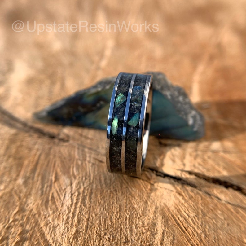 Double Channel Labradorite Band, Labradorite Ring, Feldspar Band ...