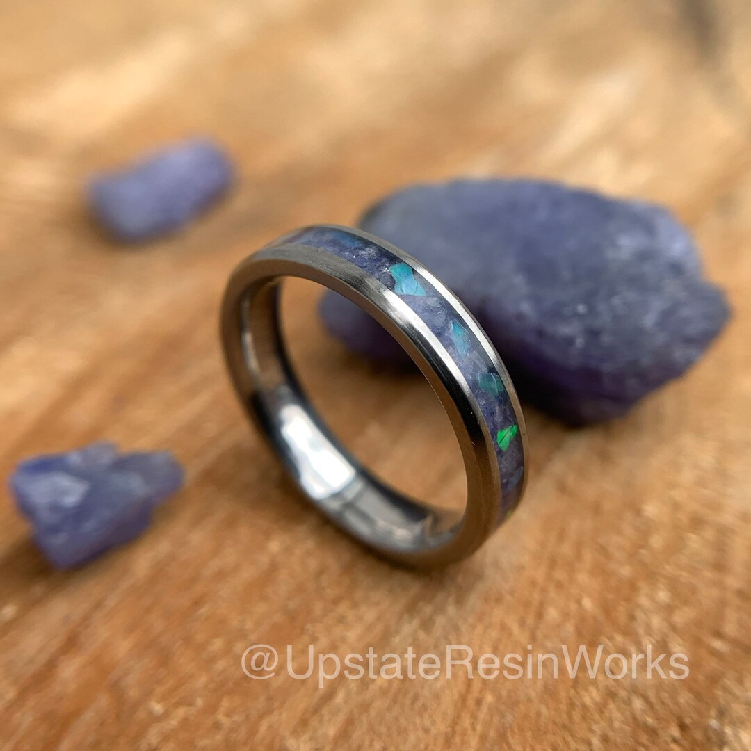 Genuine Tanzanite and Opal Band, Tanzanite and Opal Band Ring ...