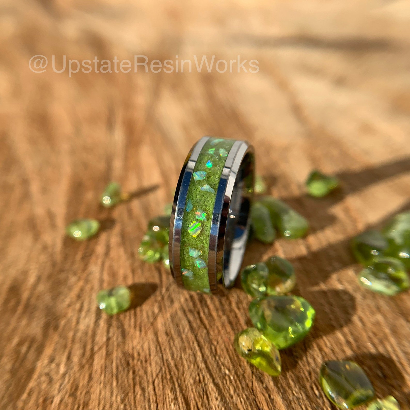 Peridot Ring Opal and Peridot Band Gemstone Rings Peridot - Etsy