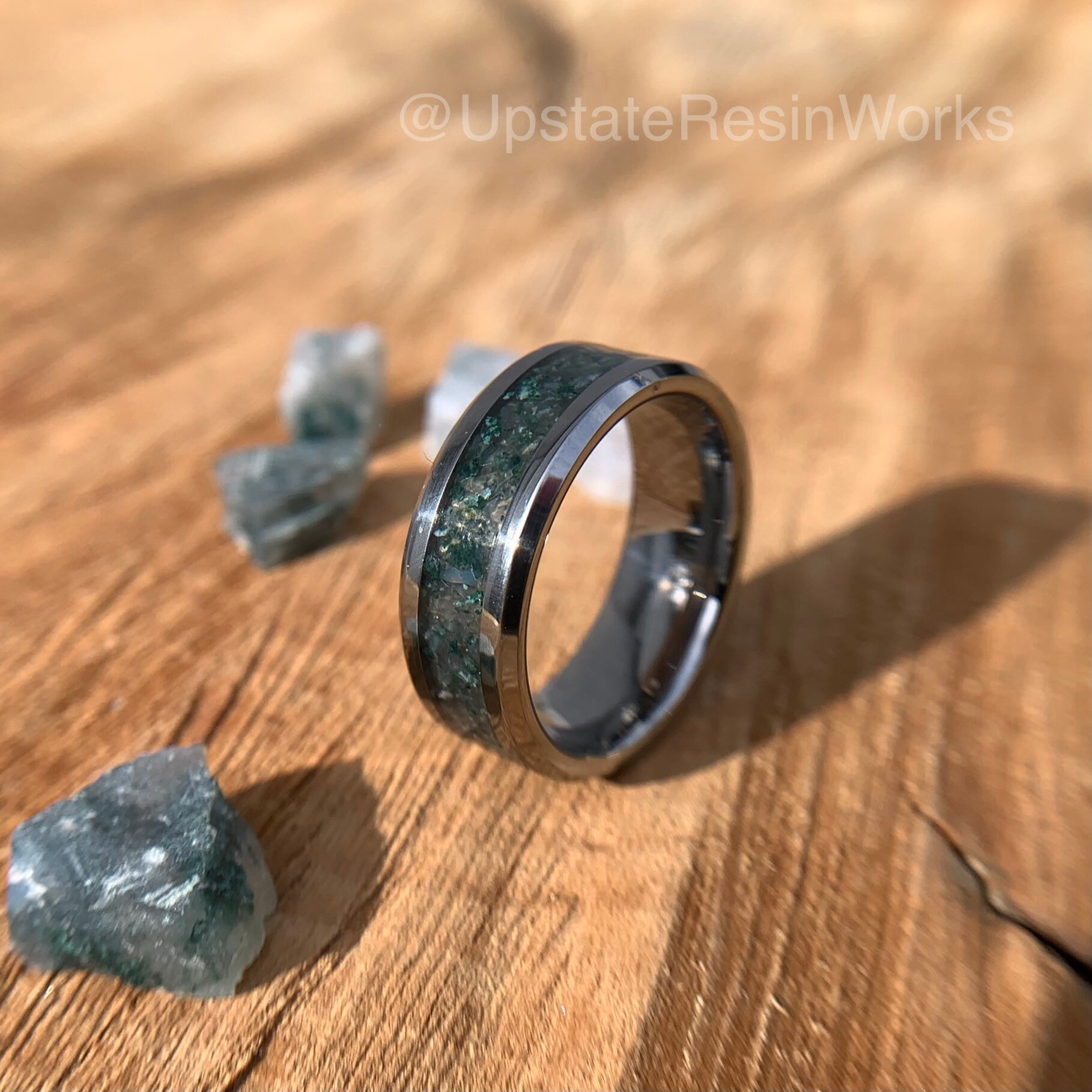 Genuine Moss Agate Ring, Moss Agate Band, Dendritic Moss Agate Ring ...